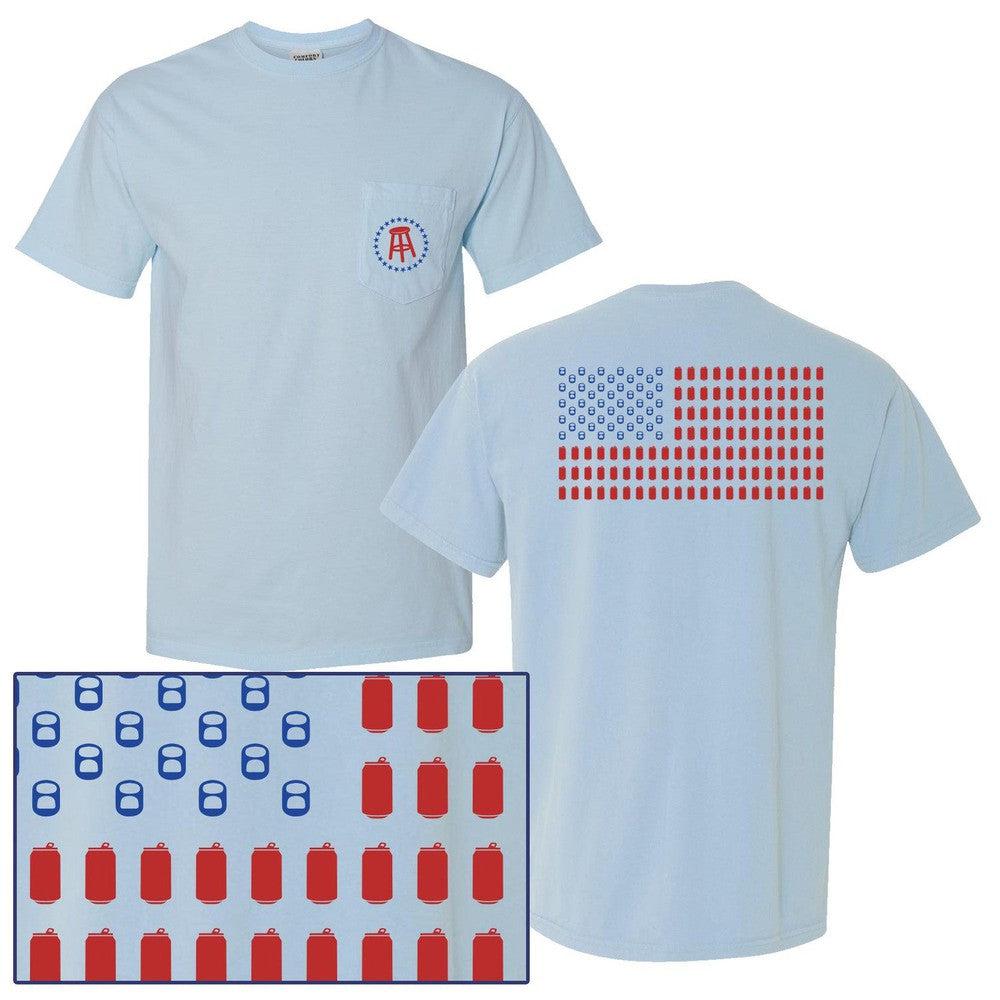 Barstool Can Flag Pocket Tee-Barstool Sports T-Shirts,Clothing & Merch